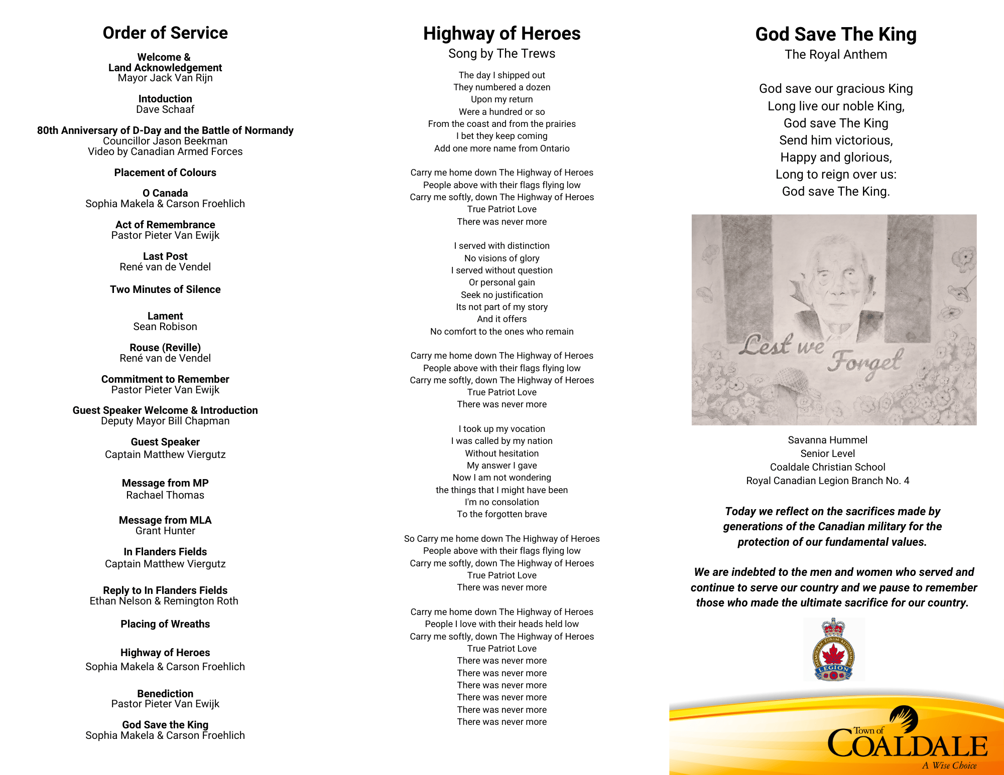 2024 Remembrance Day Ceremony | Town of Coaldale
